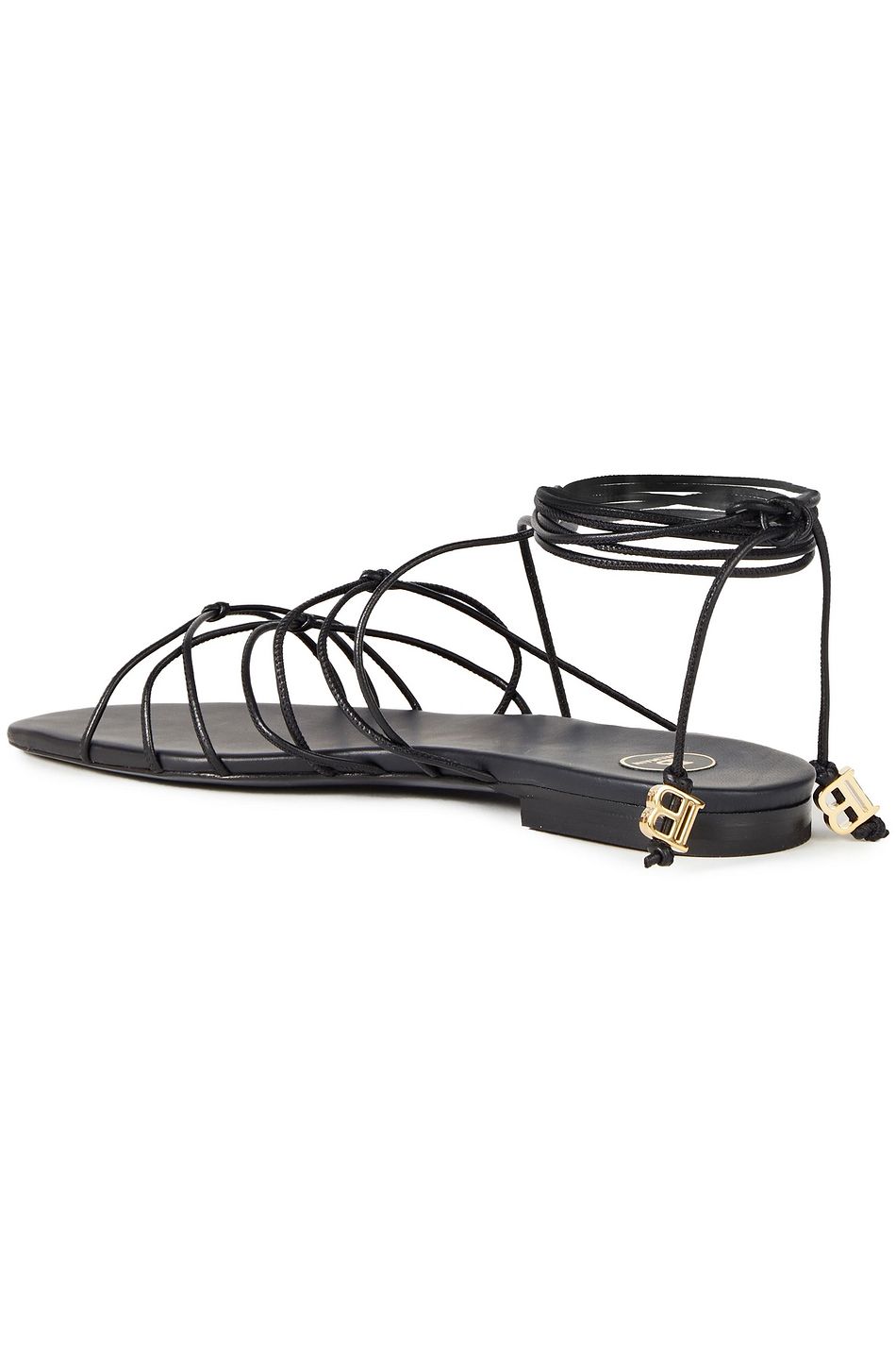 BALMAIN Logo-embellished knotted leather sandals | THE OUTNET