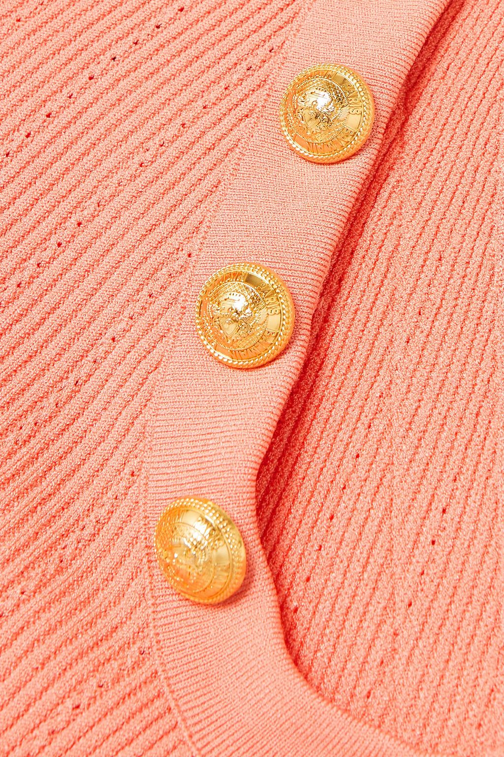 BALMAIN Button-embellished ribbed-knit mini dress | THE OUTNET