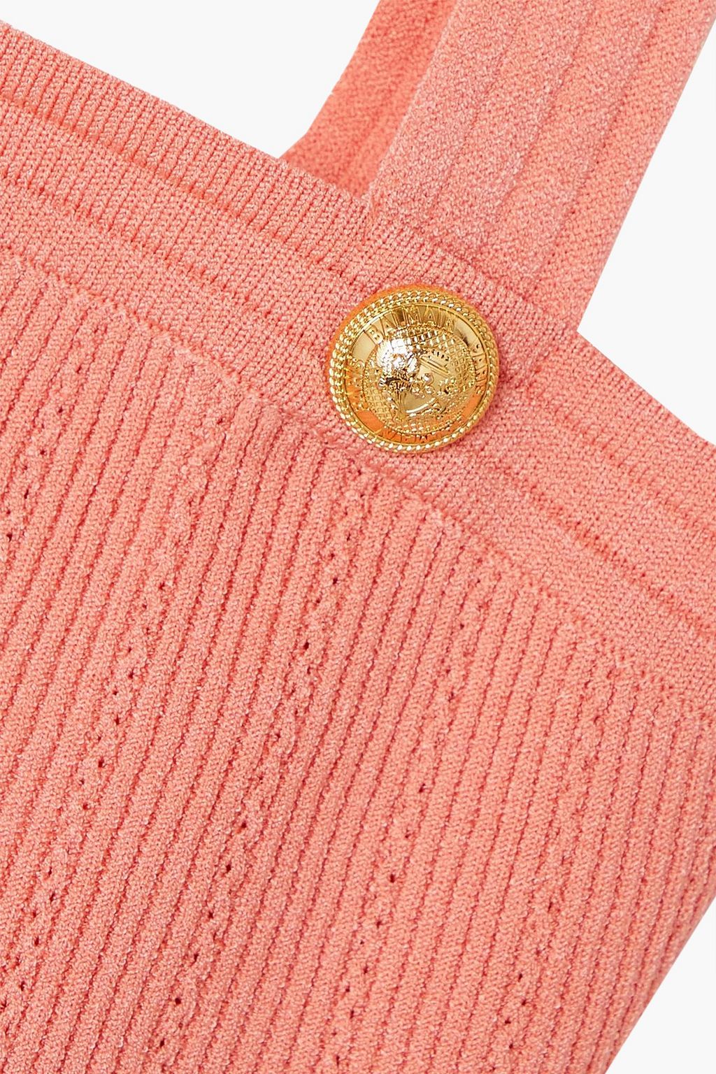 BALMAIN Button-embellished cropped ribbed-knit top | THE OUTNET