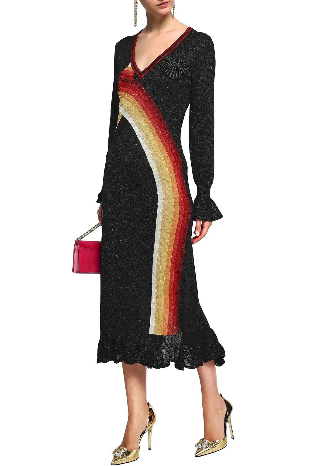 MARCO DE VINCENZO Metallic intarsia-knit midi dress | THE OUTNET