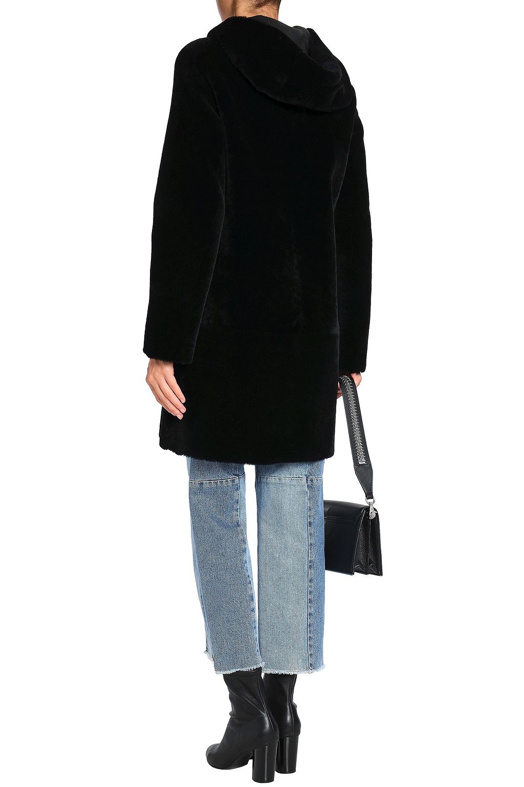 SANDRO Shearling hooded coat | THE OUTNET