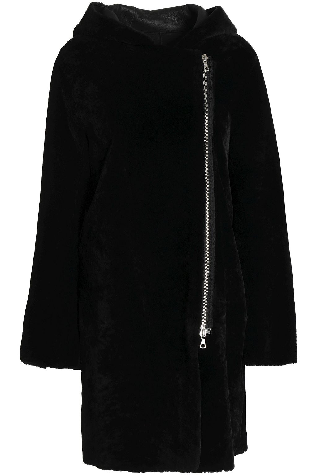 SANDRO Shearling hooded coat | THE OUTNET
