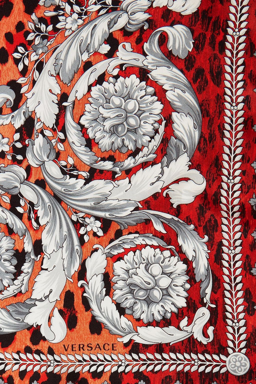 VERSACE Leopard-print silk-satin scarf | THE OUTNET