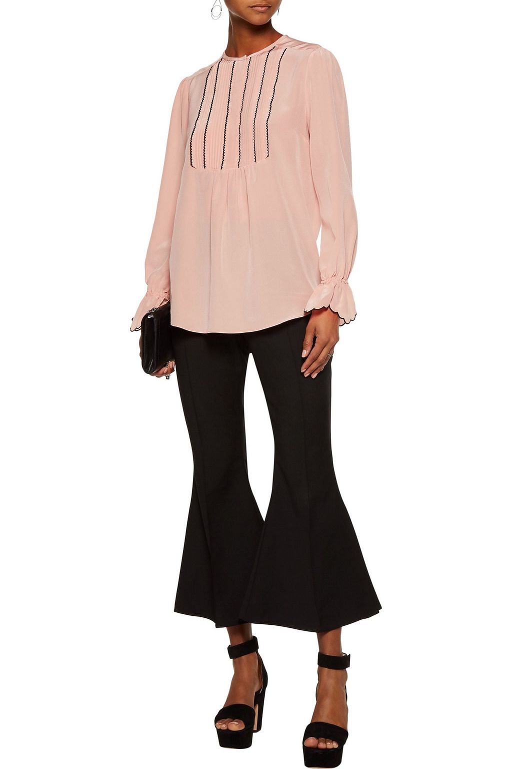 RACHEL ZOE Regina pintucked silk-satin blouse | THE OUTNET