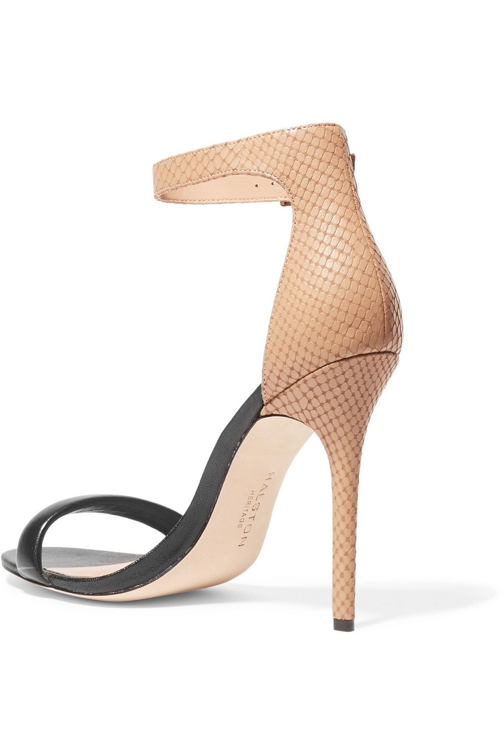HALSTON Smooth and snake-effect leather sandals | THE OUTNET