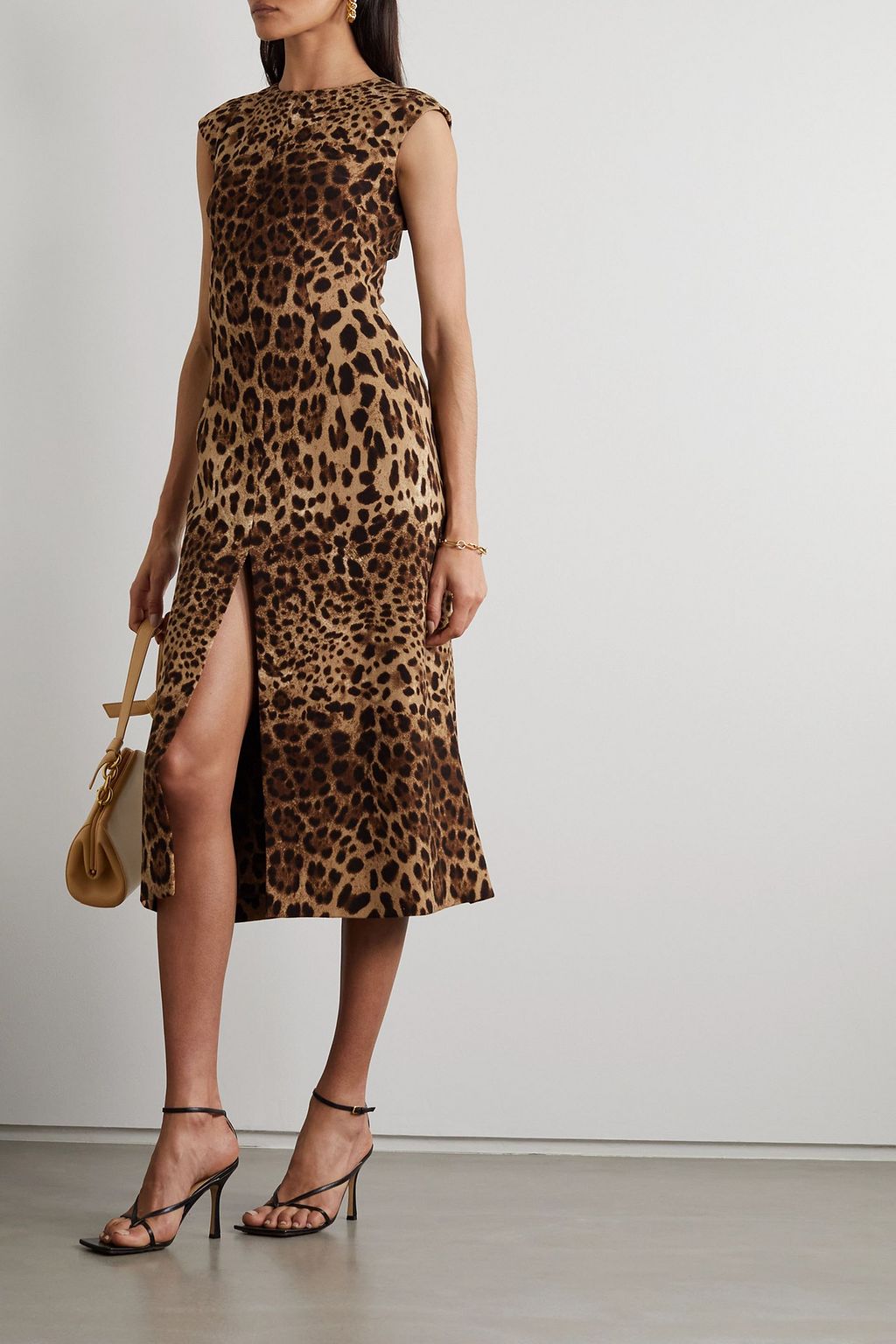 Dolceandgabbana Leopard Print Wool Crepe Midi Dress The Outnet