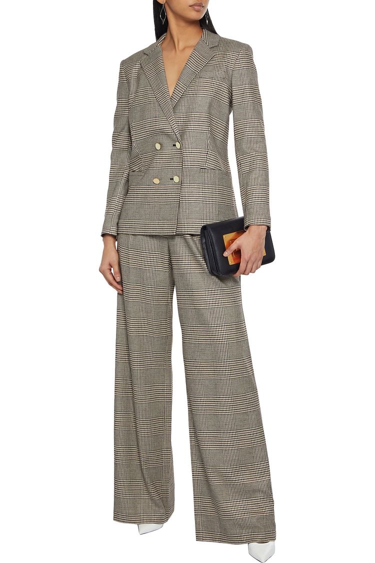 ALICE + OLIVIA Bergen double-breasted Prince of Wales checked woven ...