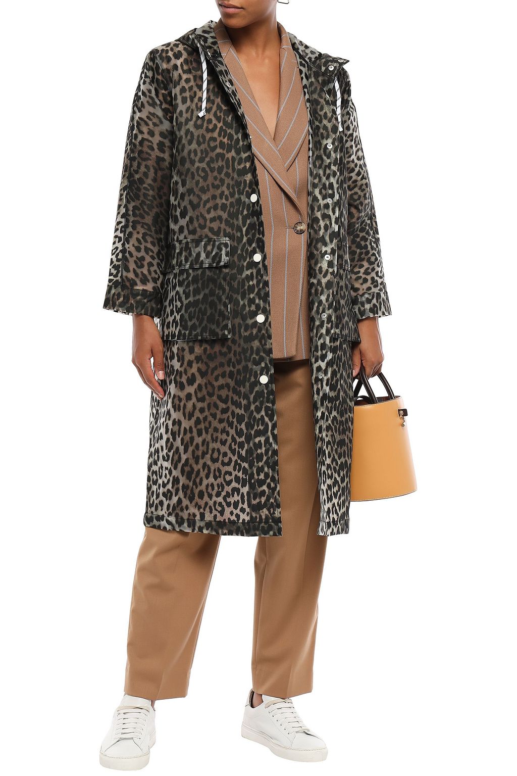 GANNI Leopard-print PVC hooded raincoat | THE OUTNET
