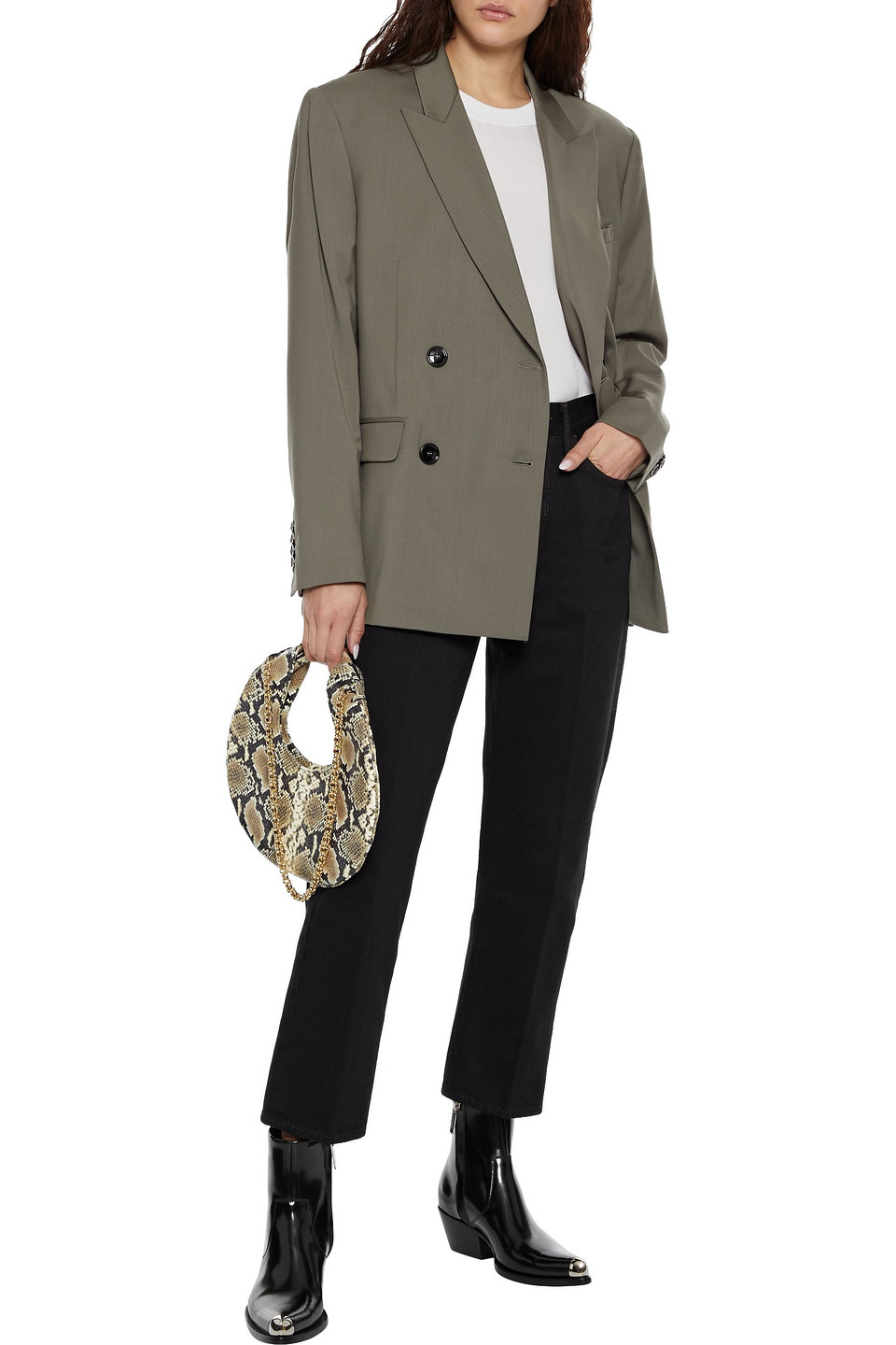 Frame Le Piper Cropped Distressed High-rise Straight-leg Jeans In Black ...