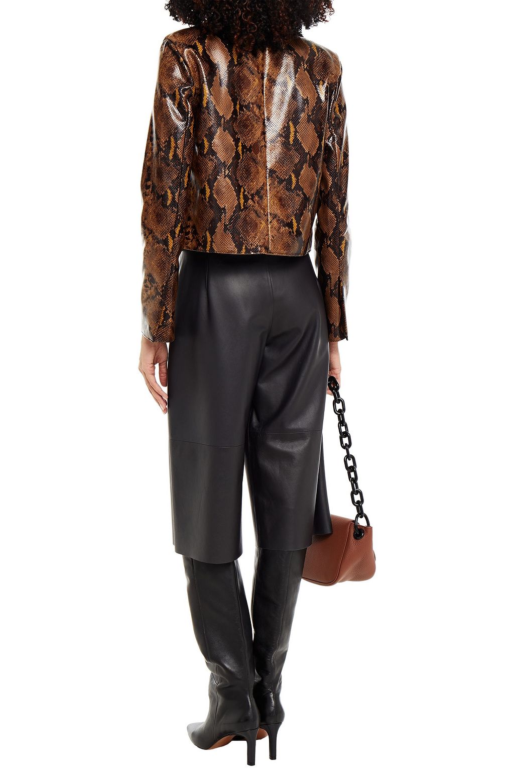 Animal print Double-breasted faux snake-effect leather blazer | STAND ...