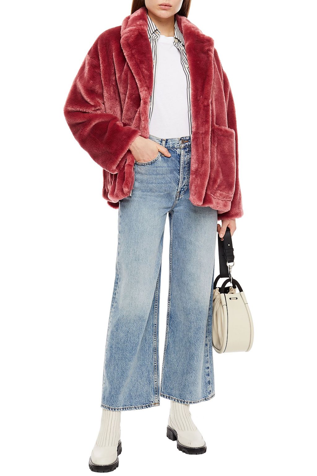 Antique rose Marina faux fur jacket | STAND STUDIO | THE OUTNET