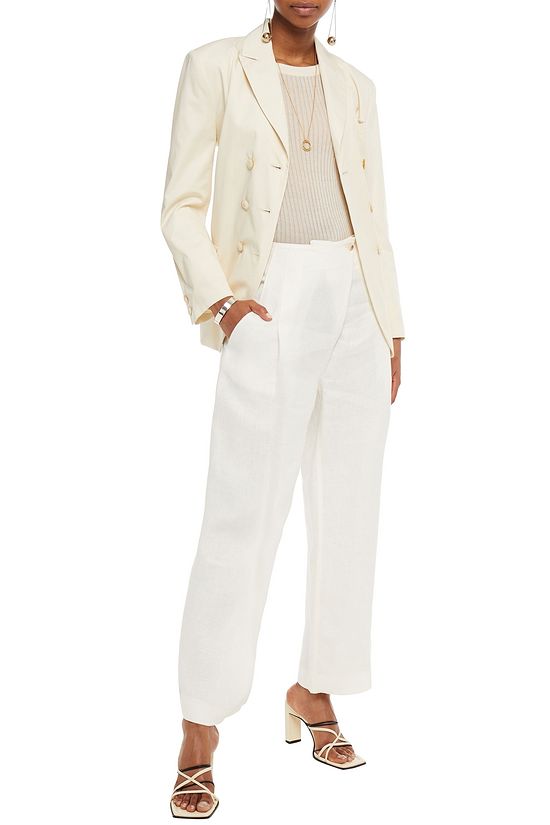 White Linen wide-leg pants | Sale up to 70% off | THE OUTNET | LVIR ...