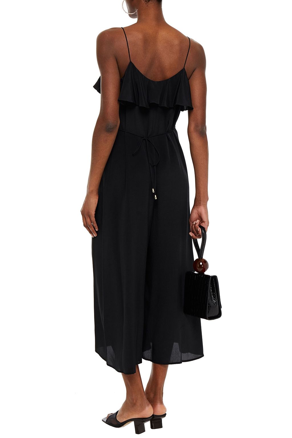 Zimmermann Cropped Belted Ruffled Printed Silk Crepe Jumpsuit The Outnet