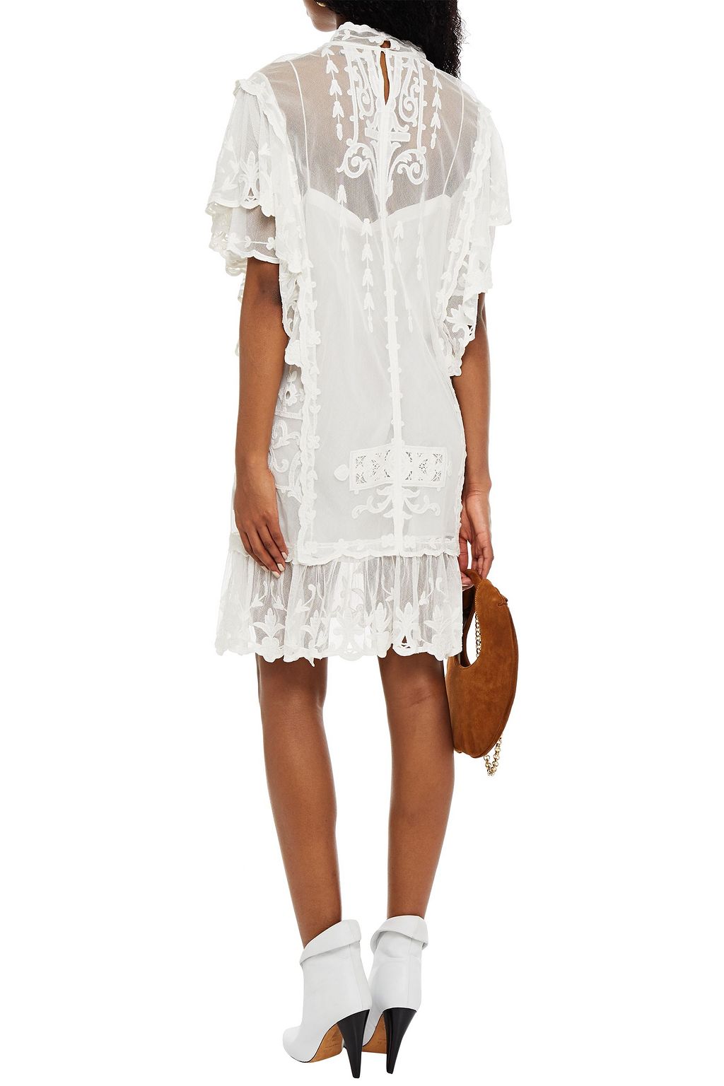 ISABEL MARANT Satia guipure-lace and cotton-mesh mini dress | THE OUTNET