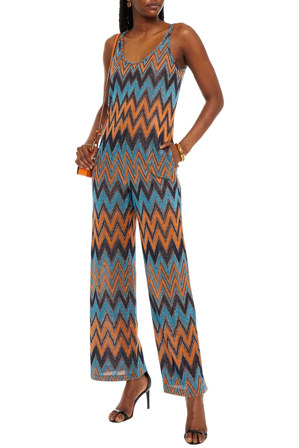 Orange Metallic crochet-knit jumpsuit | Sale up to 70% off | THE OUTNET ...