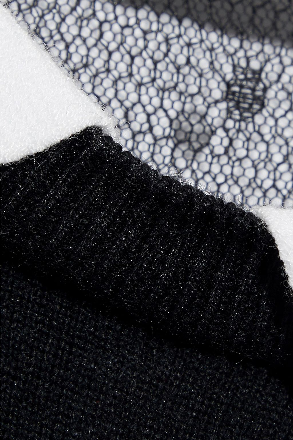 REDVALENTINO Point d'esprit-trimmed cashmere and silk-blend sweater ...