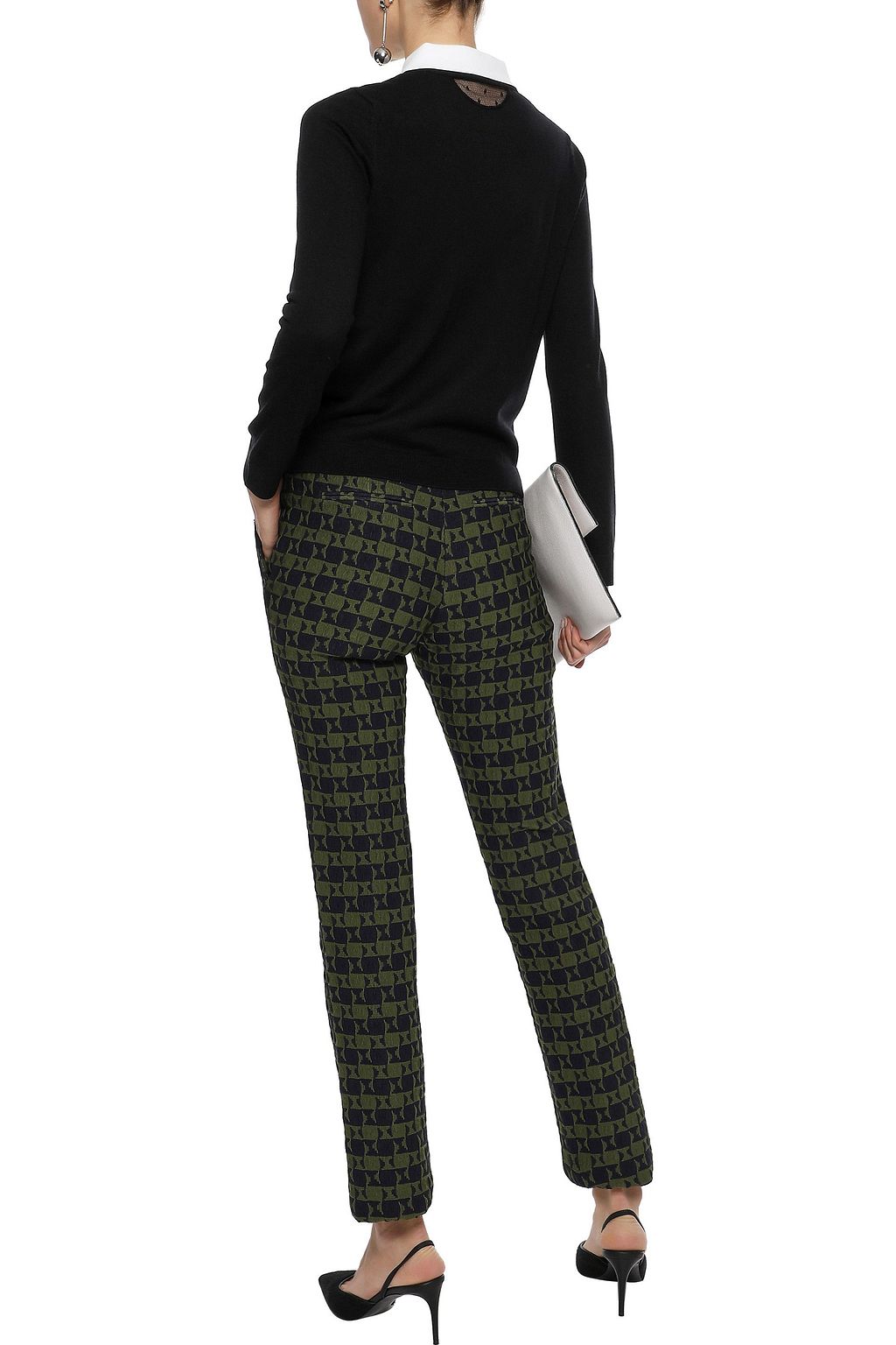 REDVALENTINO Point d'esprit-trimmed cashmere and silk-blend sweater ...