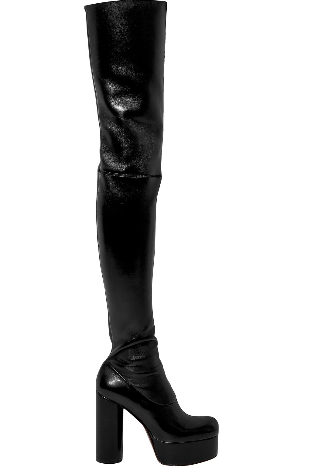 Black Leather platform thigh boots | VETEMENTS | THE OUTNET