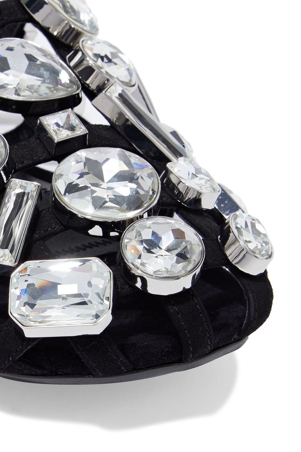 ALEXANDER WANG Amelia cutout crystal-embellished suede slippers | THE ...