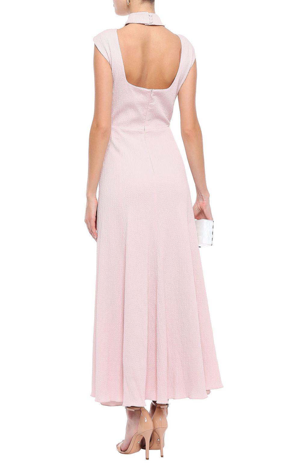 Pastel pink Iona open-back cotton-blend seersucker maxi dress | EMILIA ...