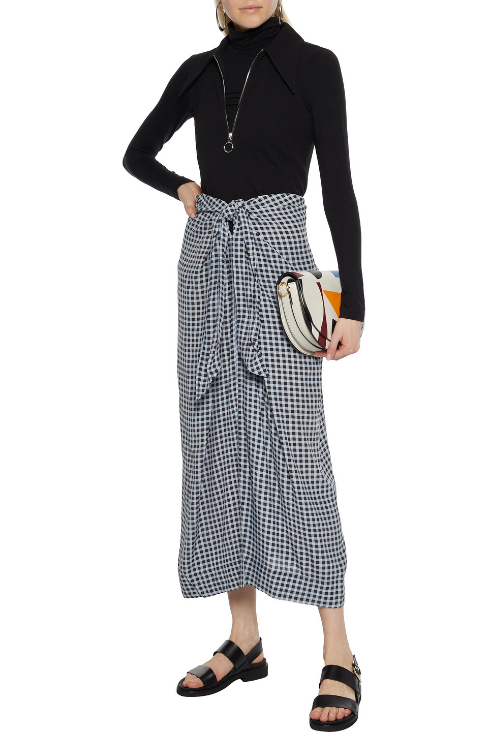 Ganni Knotted Printed Crepe Midi Skirt In Light Blue | ModeSens Ganni Knotted Printed Crepe Midi Skirt In Light Blue | ModeSens