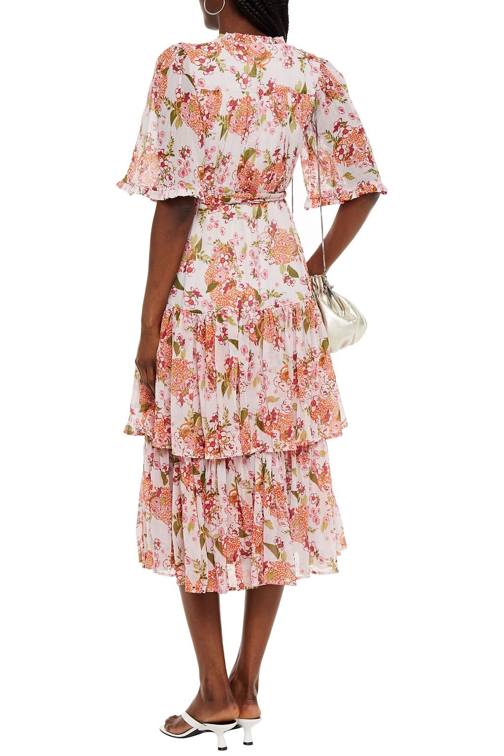 BYTIMO Belted tiered floral-print crepon midi dress | 최대 70% 세일 | THE ...