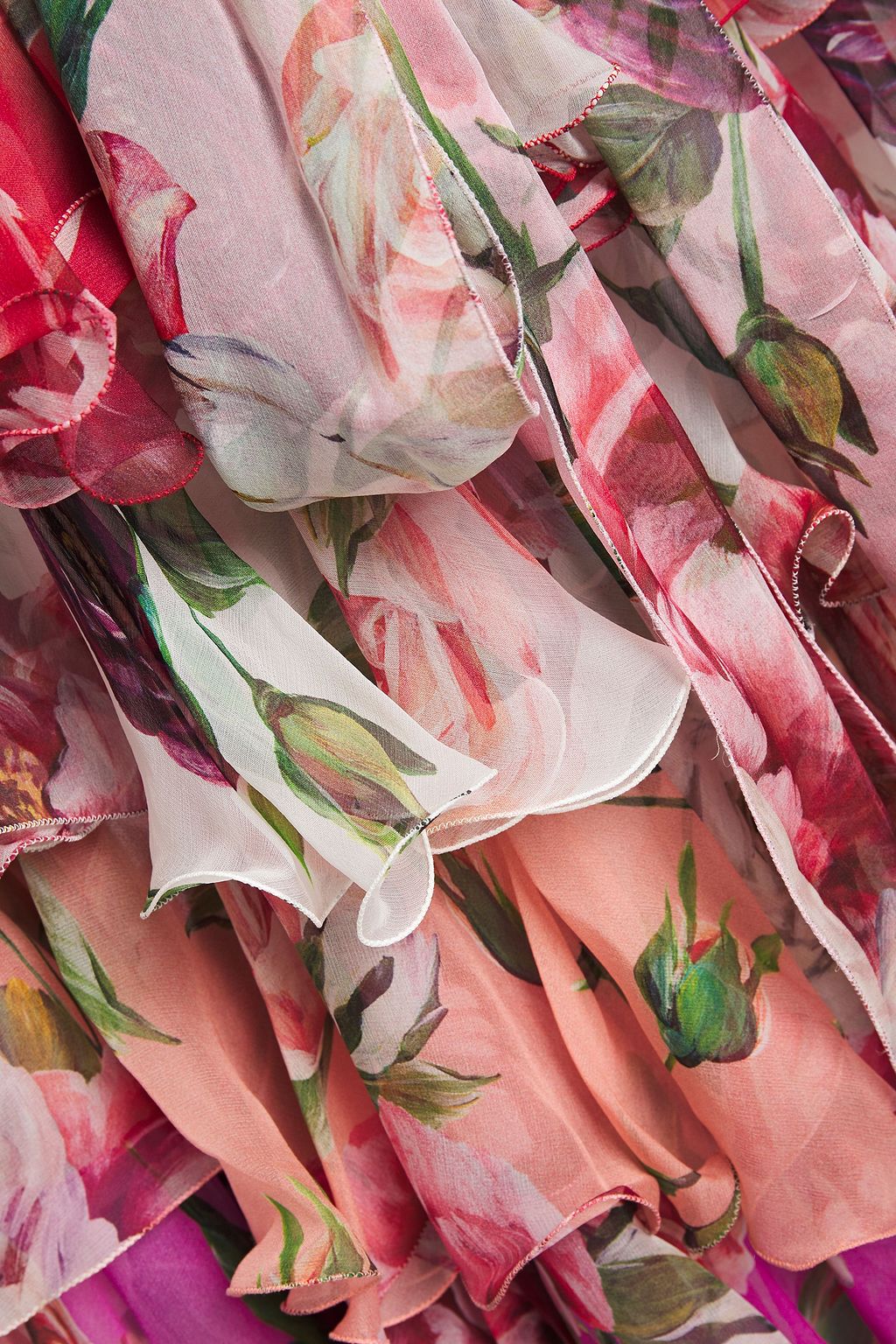 Dolce And Gabbana Ruffled Floral Print Silk Chiffon Jacket The Outnet