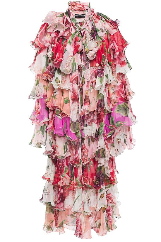 Dolceandgabbana Ruffled Floral Print Silk Chiffon Jacket The Outnet