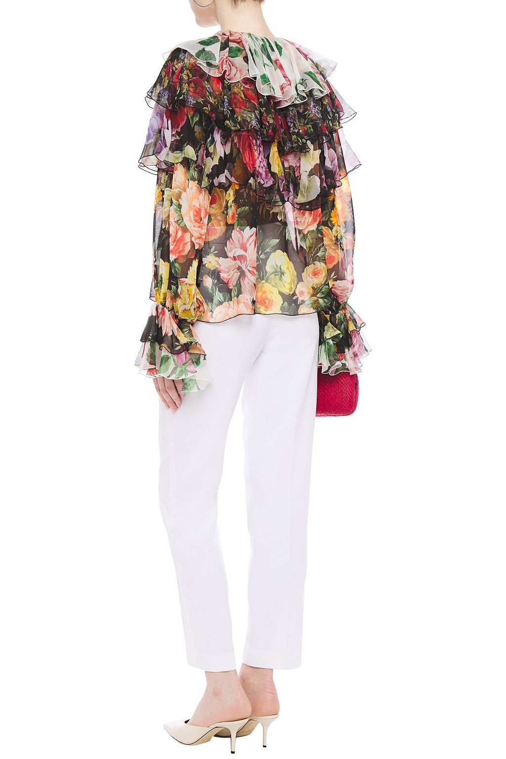 Dolceandgabbana Ruffled Floral Print Silk Chiffon Blouse The Outnet