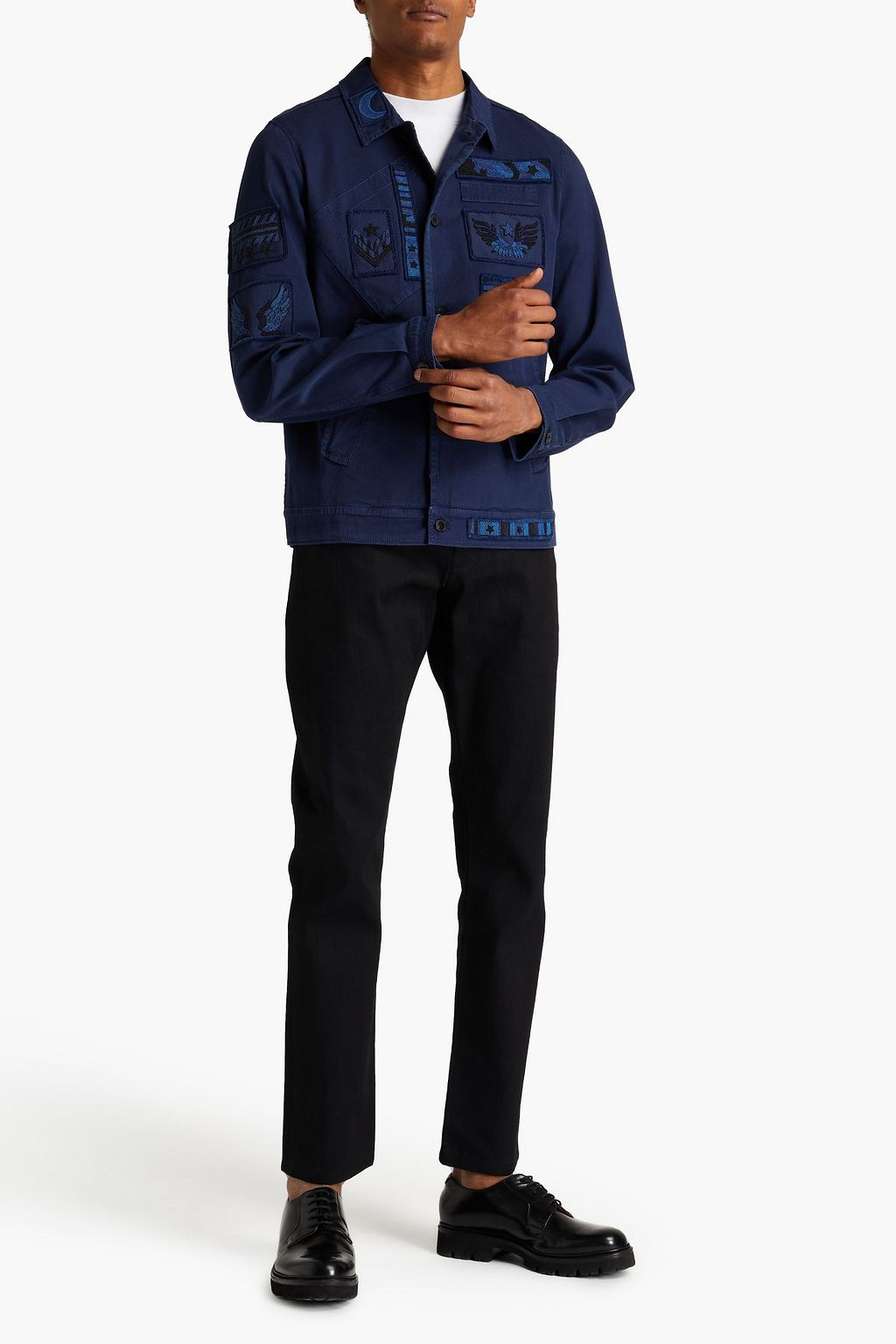 Valentino Garavani Embellished Stretch Cotton Twill Overshirt The Outnet