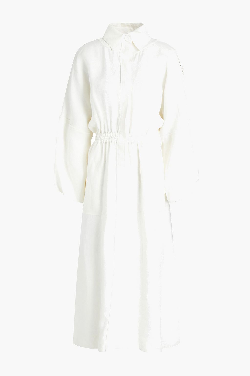 GABRIELA HEARST Gathered hemp-canvas midi shirt dress | THE OUTNET