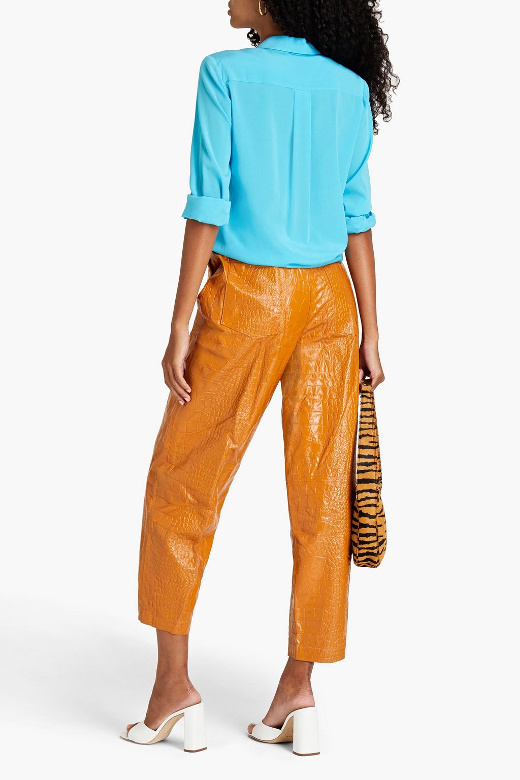 REMAIN BIRGER CHRISTENSEN Cleo pleated croc-effect leather tapered ...