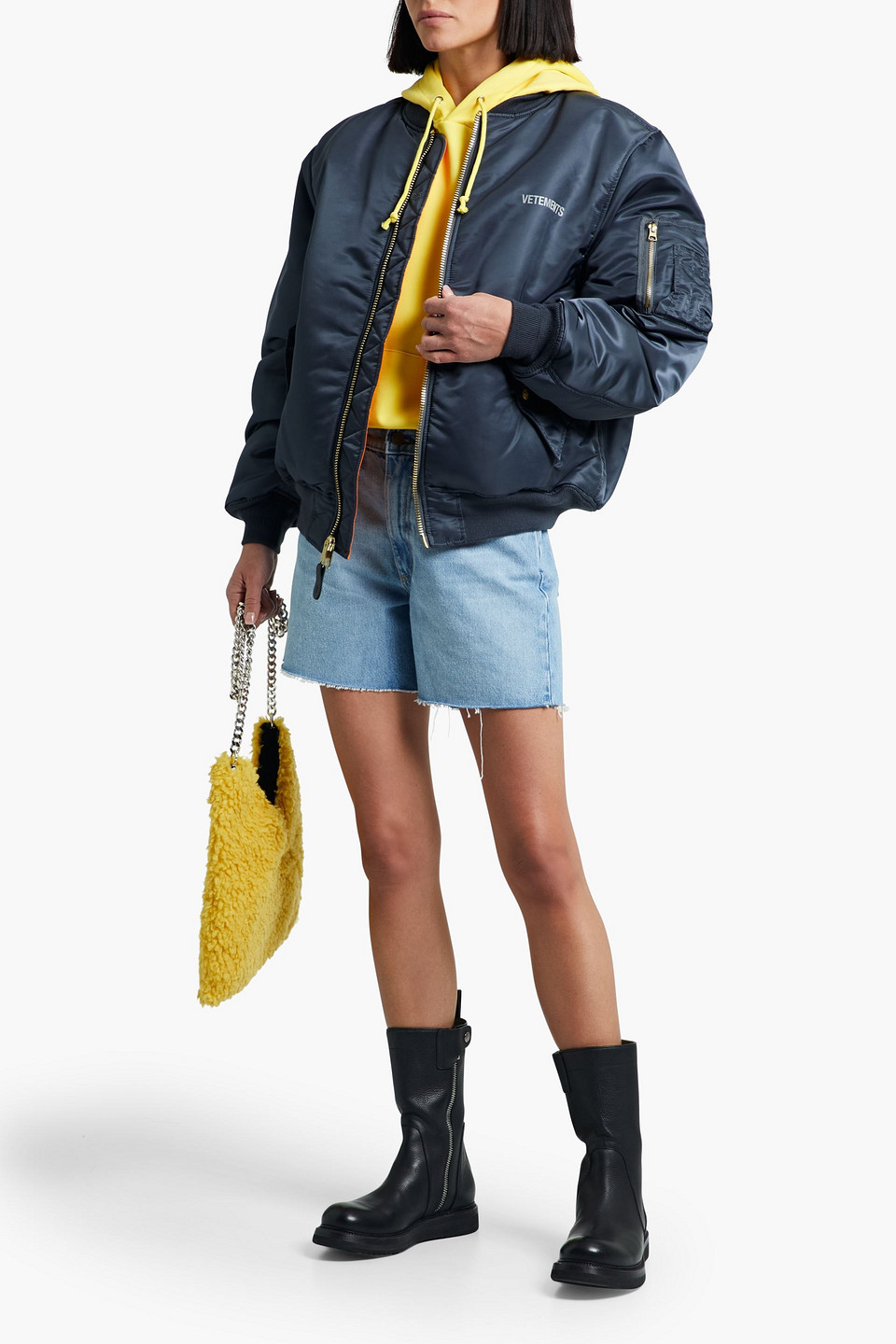 Vetements Reversible Printed Shell Bomber Jacket In Storm Blue | ModeSens