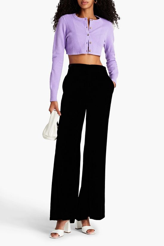 Black Velvet wide-leg pants | LES RÊVERIES | THE OUTNET