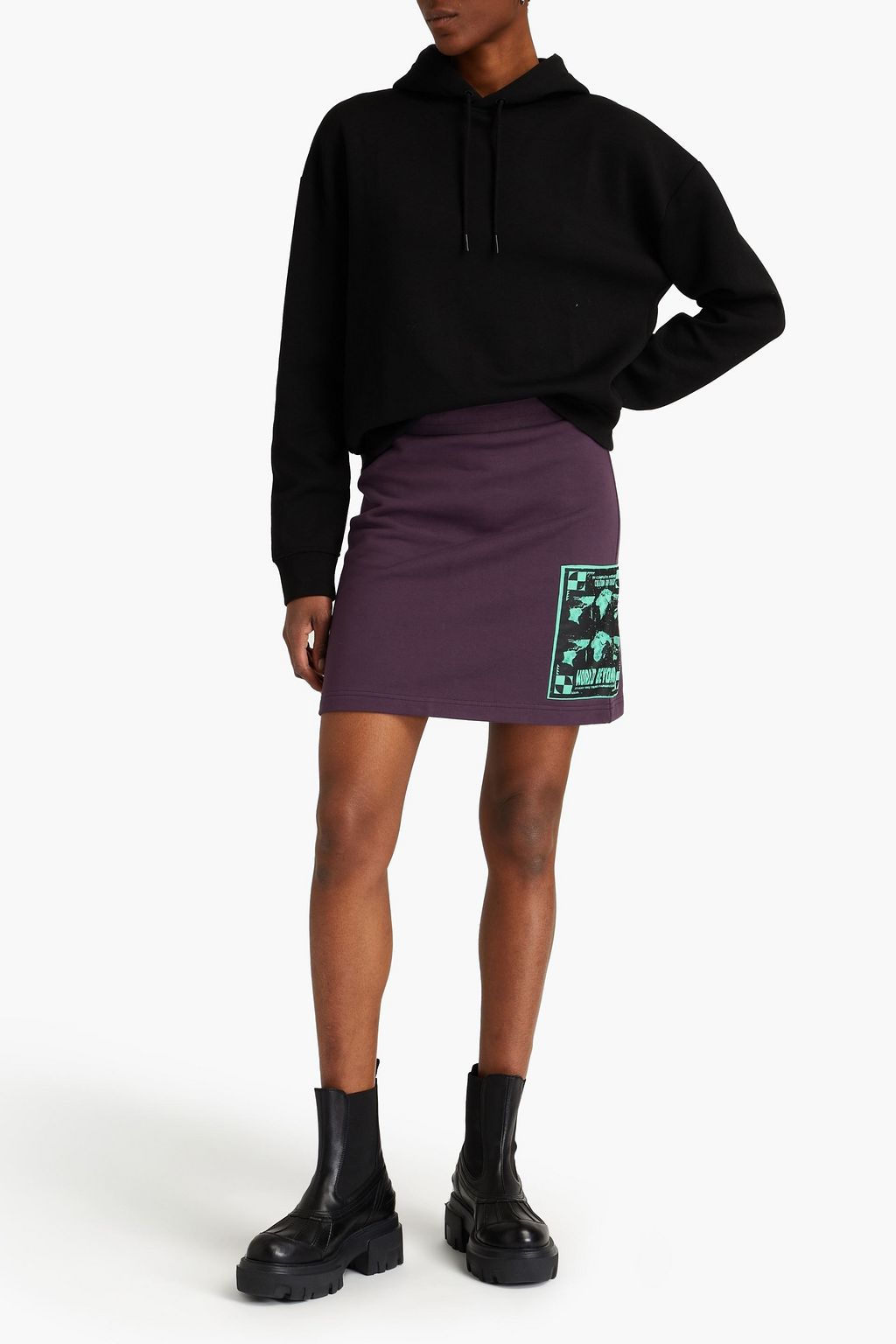 MCQ ALEXANDER MCQUEEN Appliquéd French cotton-terry mini skirt | THE OUTNET
