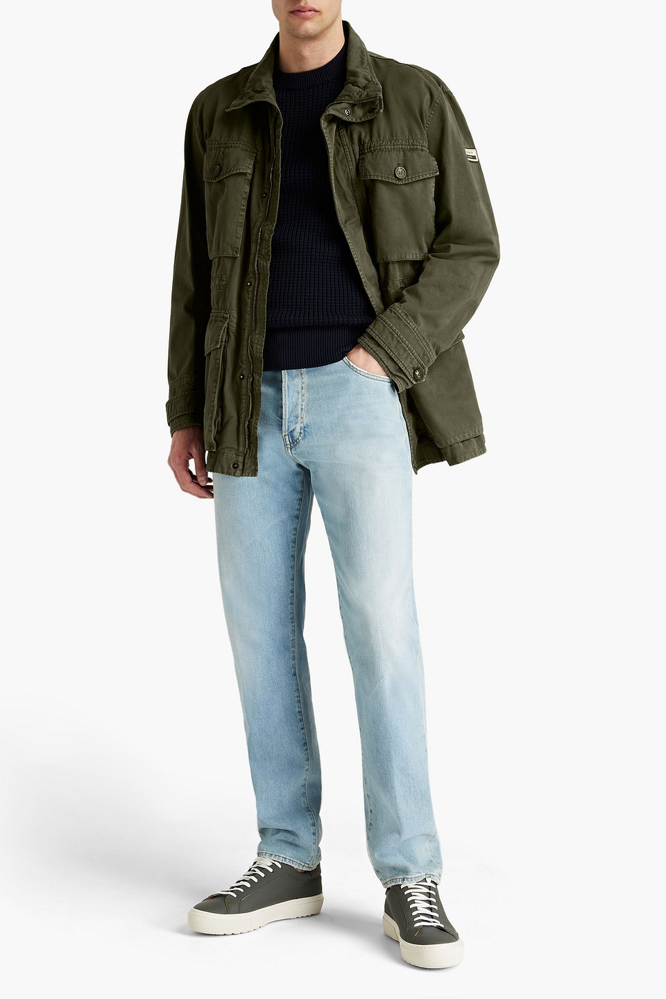 Peserico Logo-appliquéd Cotton-gabardine Field Jacket In Army Green ...