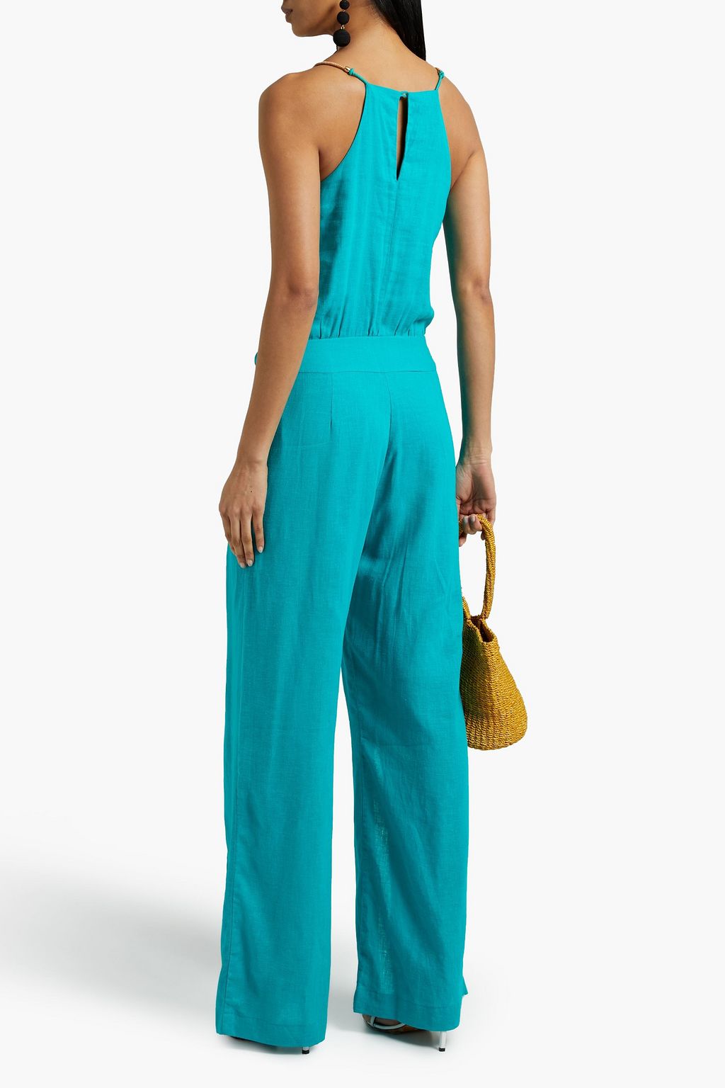 VIX PAULA HERMANNY Nora tie-front linen-blend wide-leg jumpsuit | THE ...