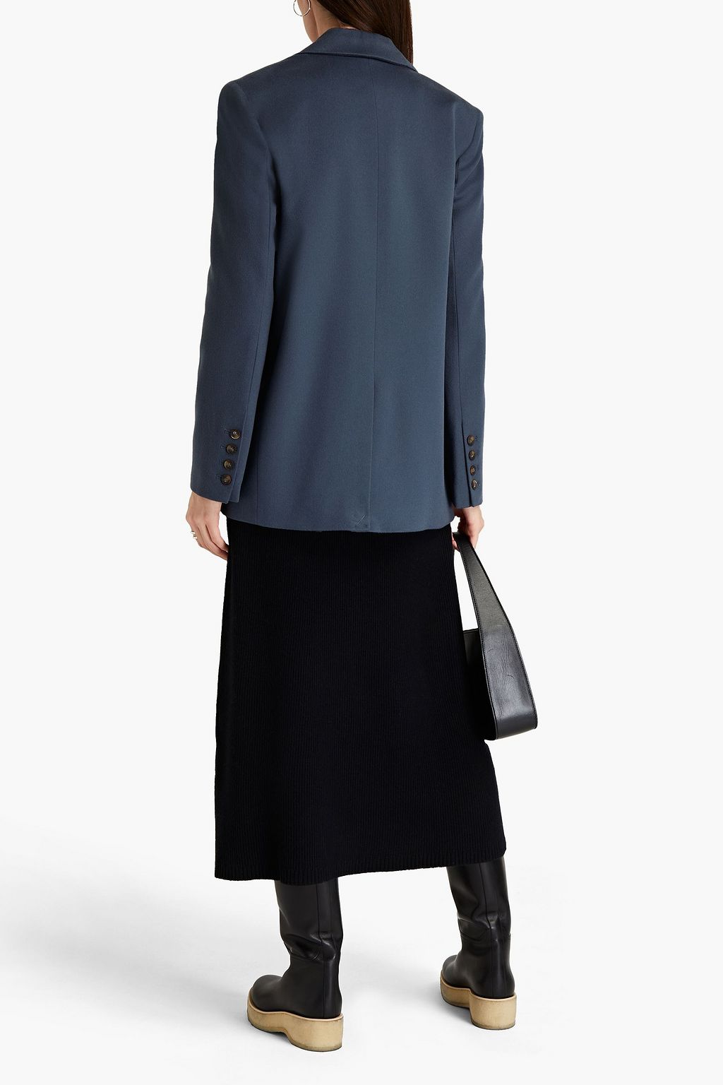 Storm blue Double-breasted wool-felt blazer | LOULOU STUDIO | THE OUTNET