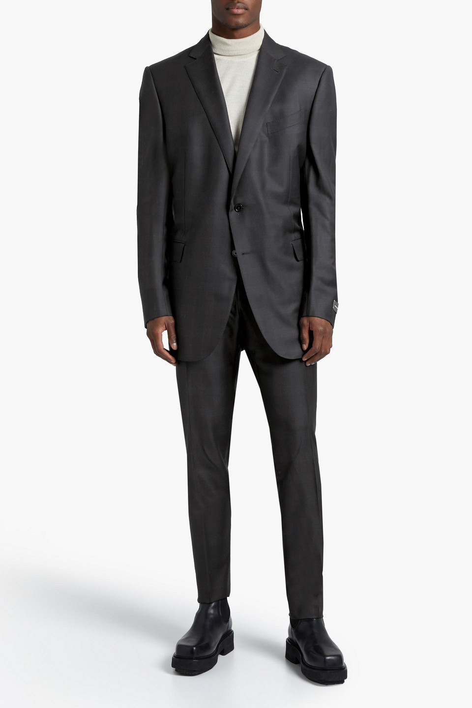Ermenegildo Zegna Man Slim-fit Checked Wool Suit In Charcoal | ModeSens