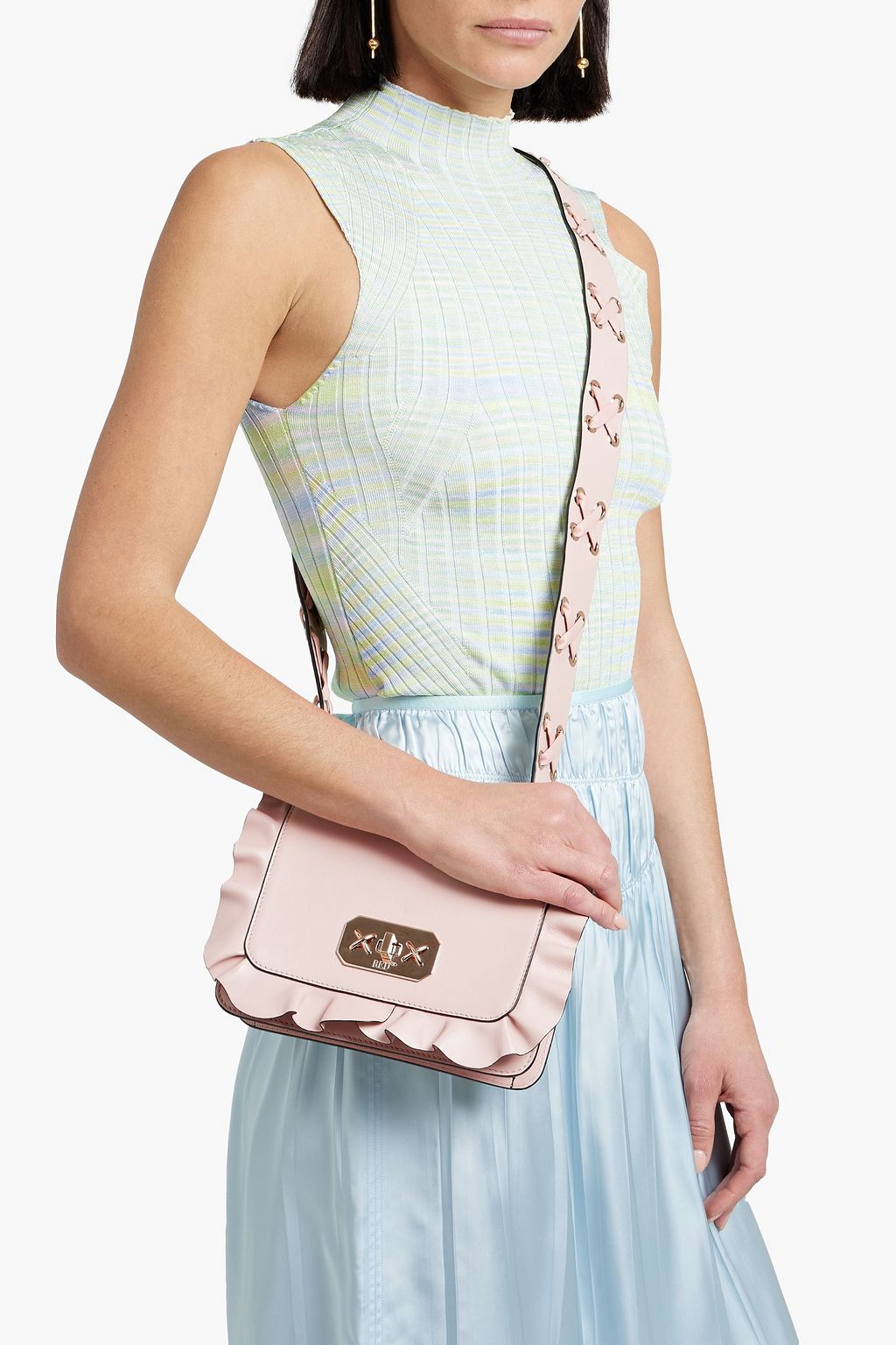 RED(V) Ruffle-trimmed leather shoulder bag | THE OUTNET