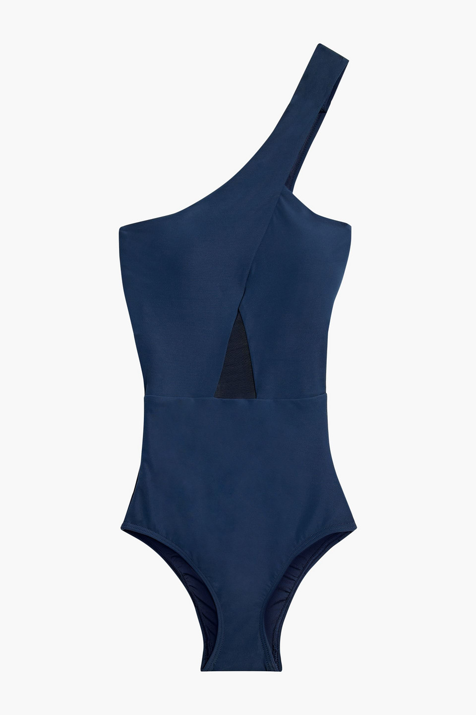 Jets By Jessika Allen One-shoulder Mesh-trimmed Swimsuit In Midnight ...