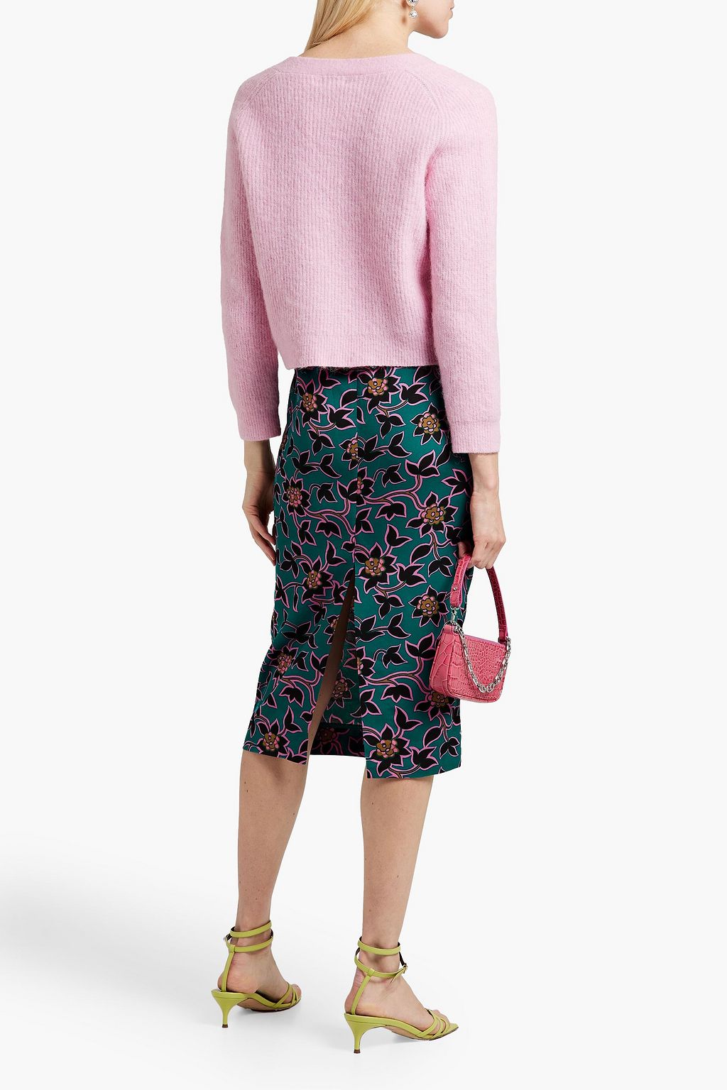 DIANE VON FURSTENBERG Kara floral-print cady midi pencil skirt | THE OUTNET