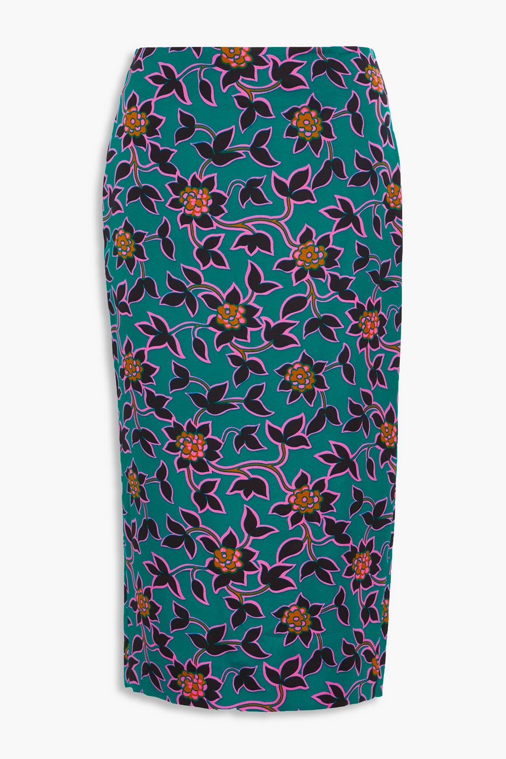 DIANE VON FURSTENBERG Kara floral-print cady midi pencil skirt | THE OUTNET