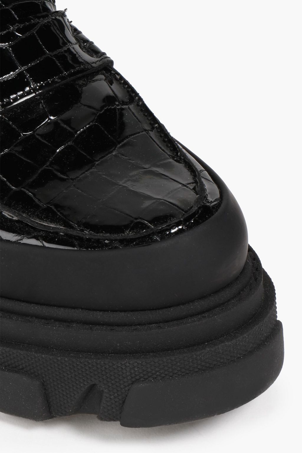 GANNI Croc-effect patent-leather platform loafers | THE OUTNET