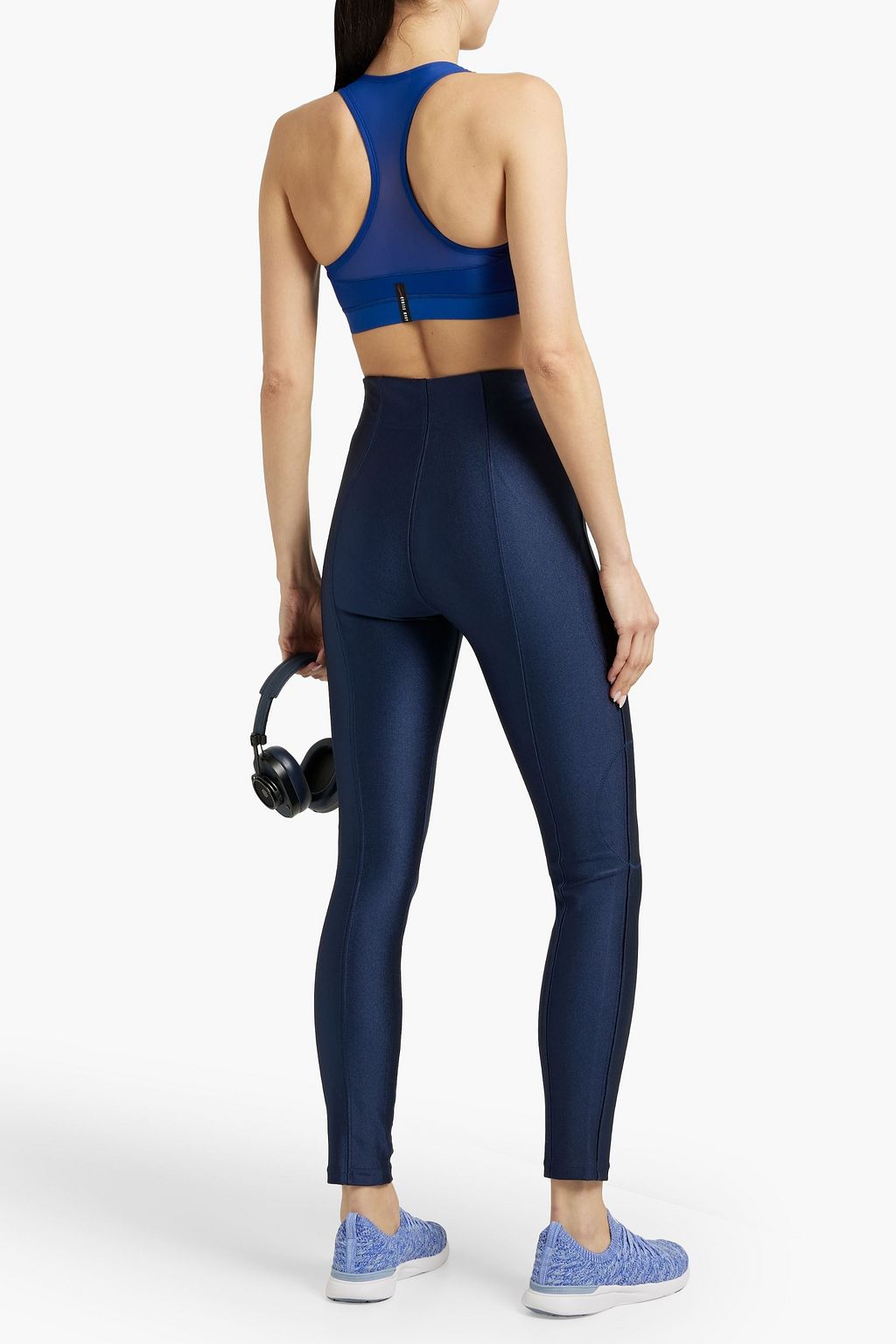 ADAM SELMAN SPORT Sheer Racer mesh-paneled stretch sports bra | THE OUTNET