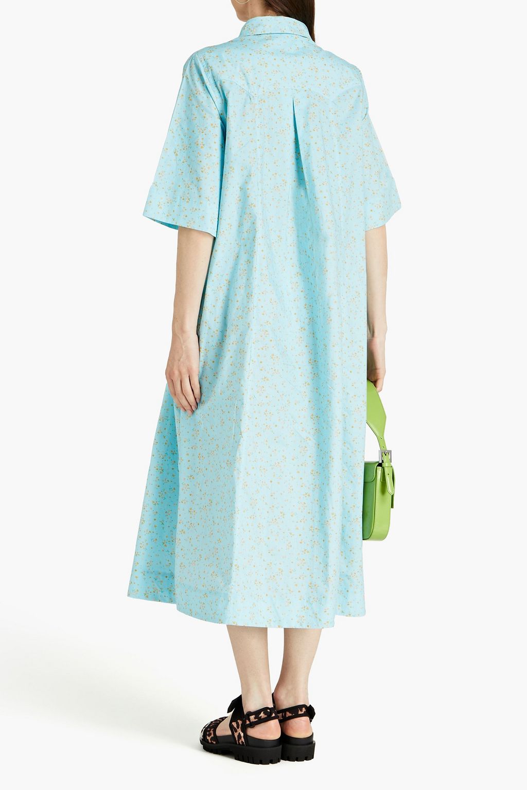 GANNI Floral-print cotton midi dress | THE OUTNET