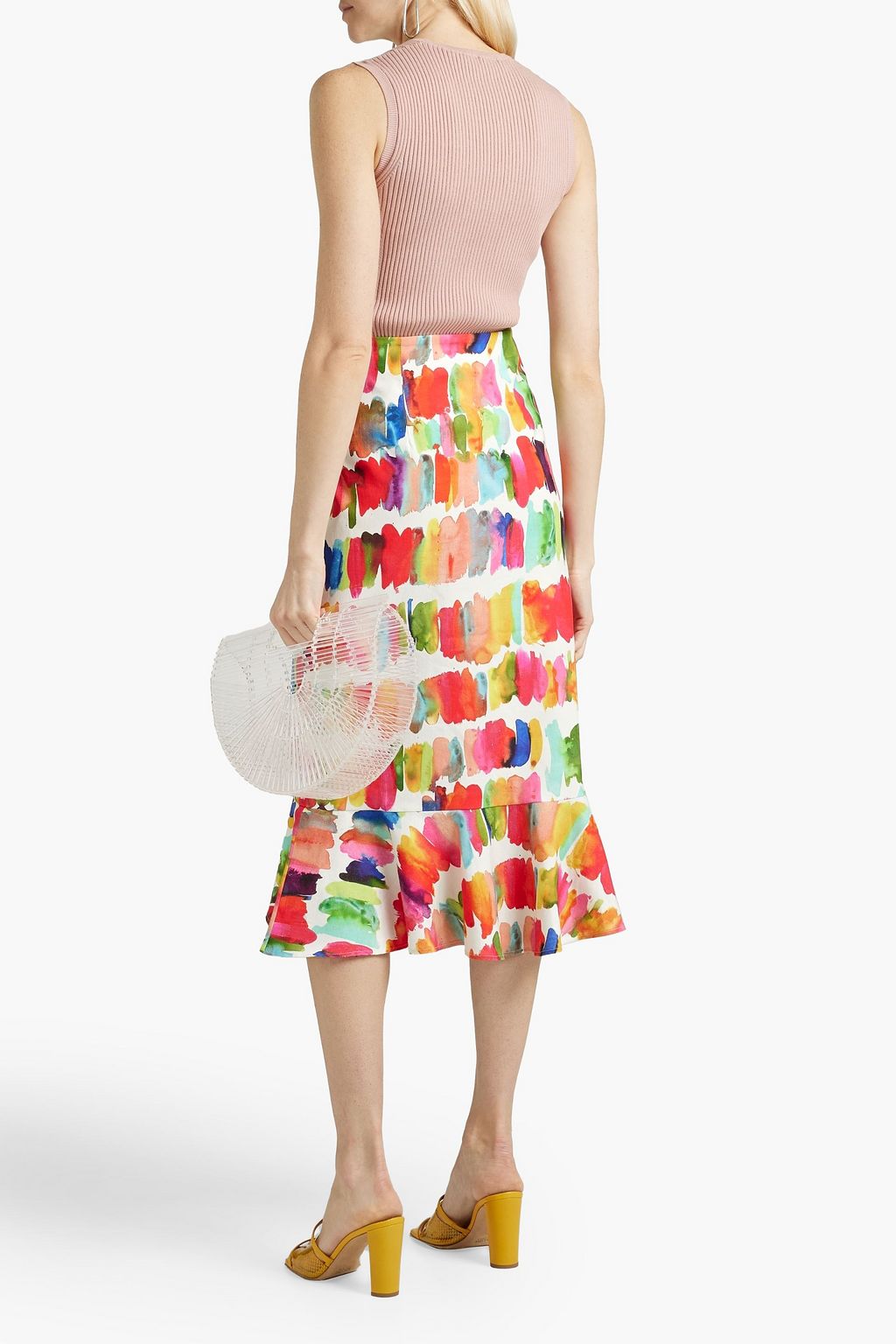 RHODE Sawyer fluted linen-blend midi skirt | THE OUTNET