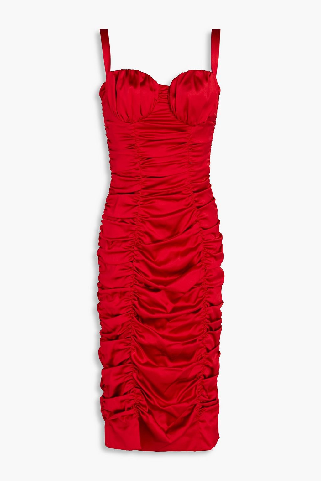Dolceandgabbana Ruched Silk Blend Satin Midi Dress The Outnet