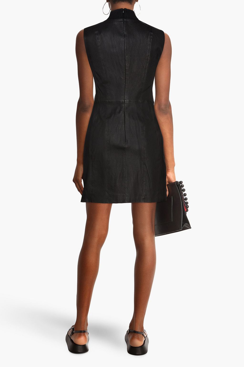 THEORY Wool blend-paneled leather mini dress | THE OUTNET