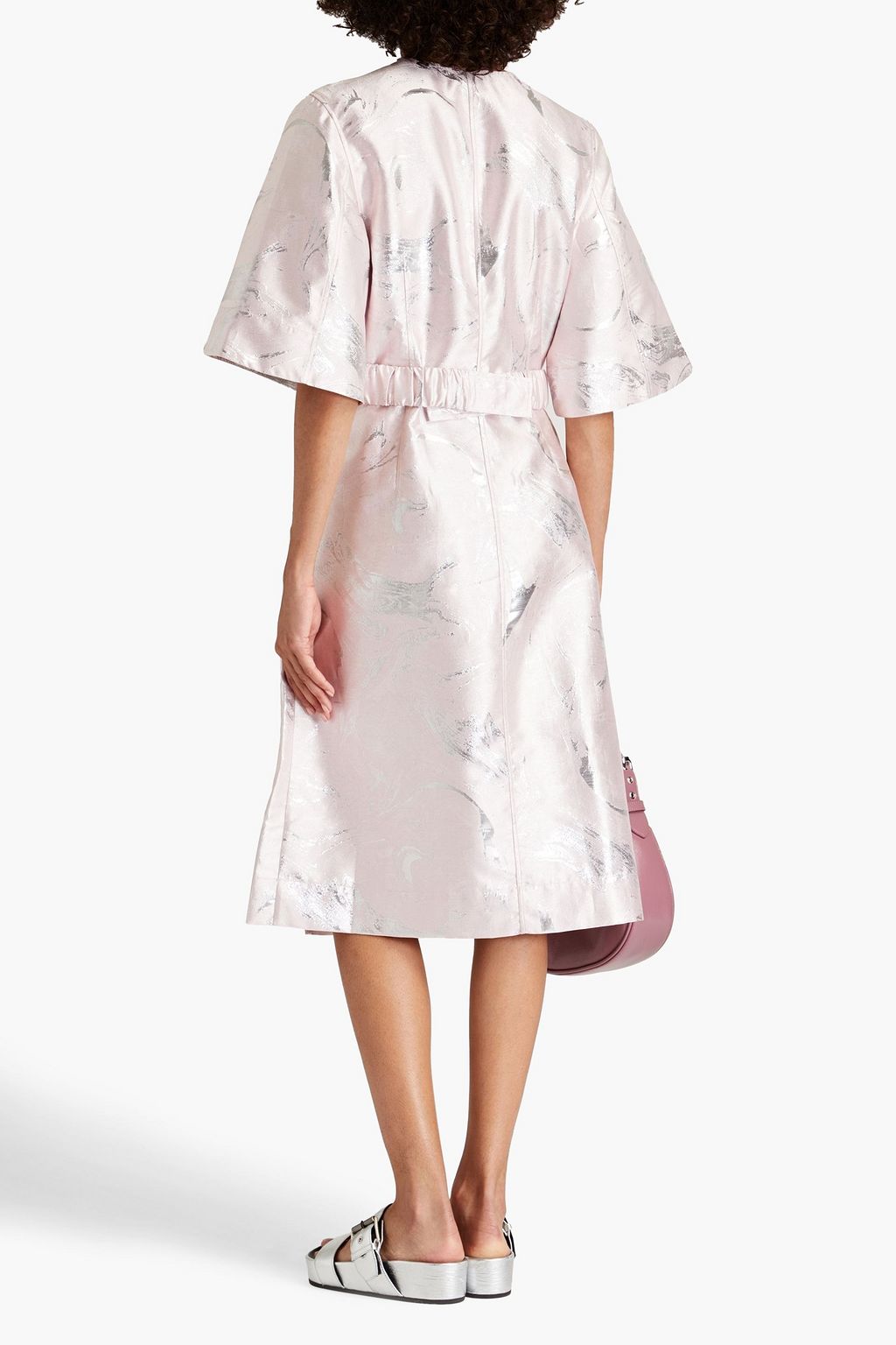 Ganni Metallic Brocade Midi Wrap Dress The Outnet